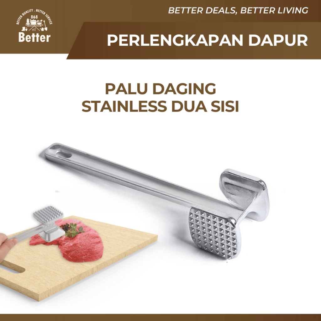 Jual Pemukul Daging Stainless Steel Palu Steak Pelunak Tenderizer Dua ...