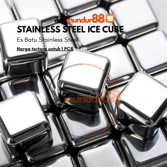 Jual Es Batu Stainless Steel PUC Reusable Ice Cube Pendingin Batu 1 Pcs ...