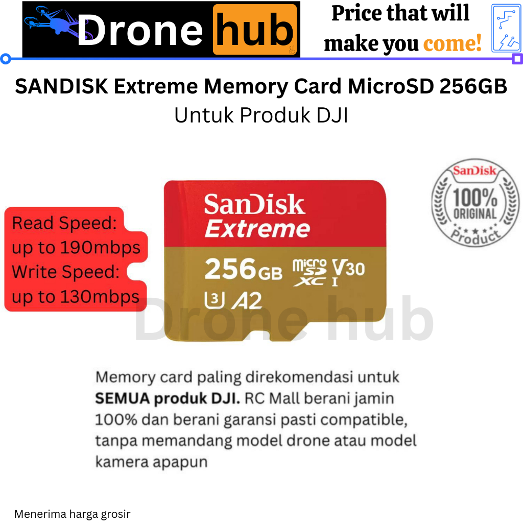 Jual Memory Card Drone Camera DJI Sandisk Extreme 256GB MicroSD High ...