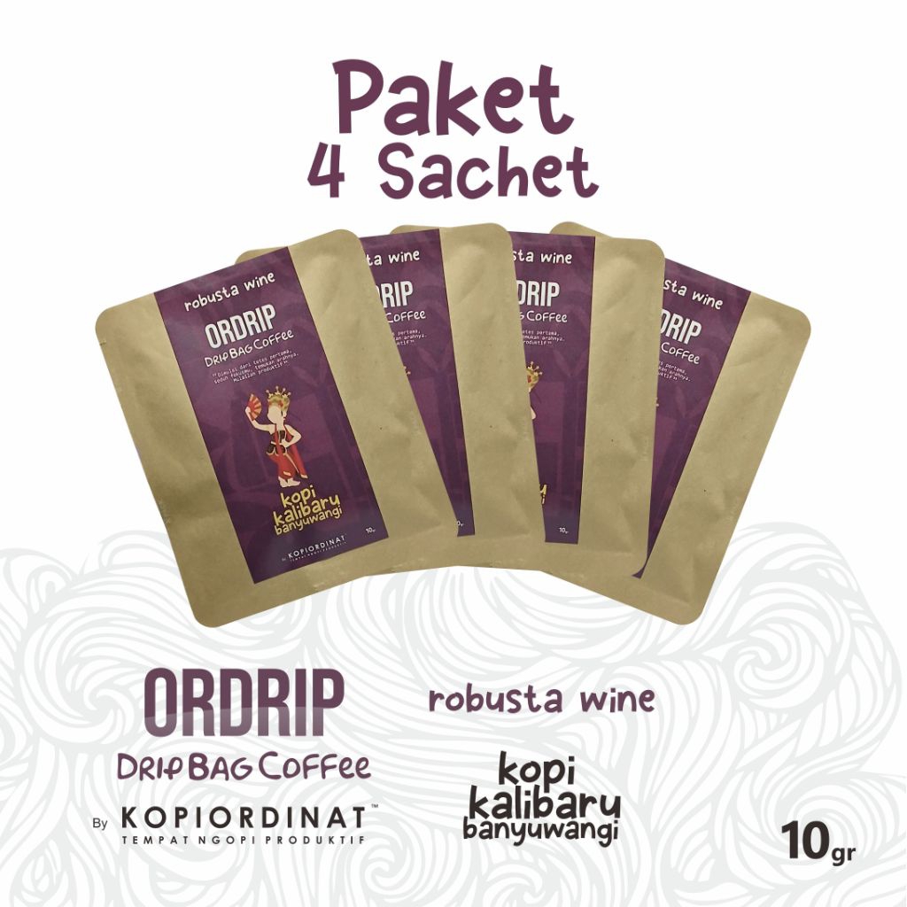 Jual Kopi Drip Bag Paket 4 Sachet - Ordrip Robusta Wine Kalibaru ...