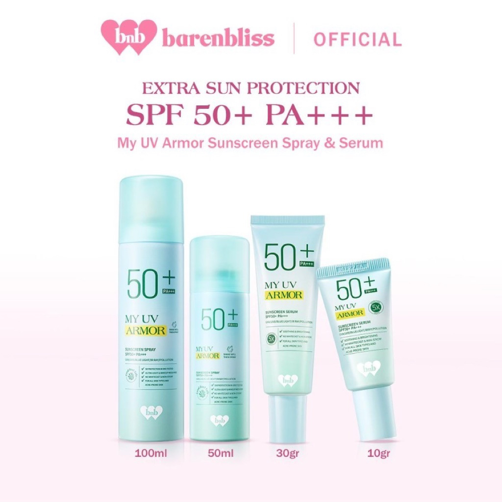 Jual BNB Barenbliss My UV Armor Sunscreen SPF50+ PA+++ sunscreen spray ...