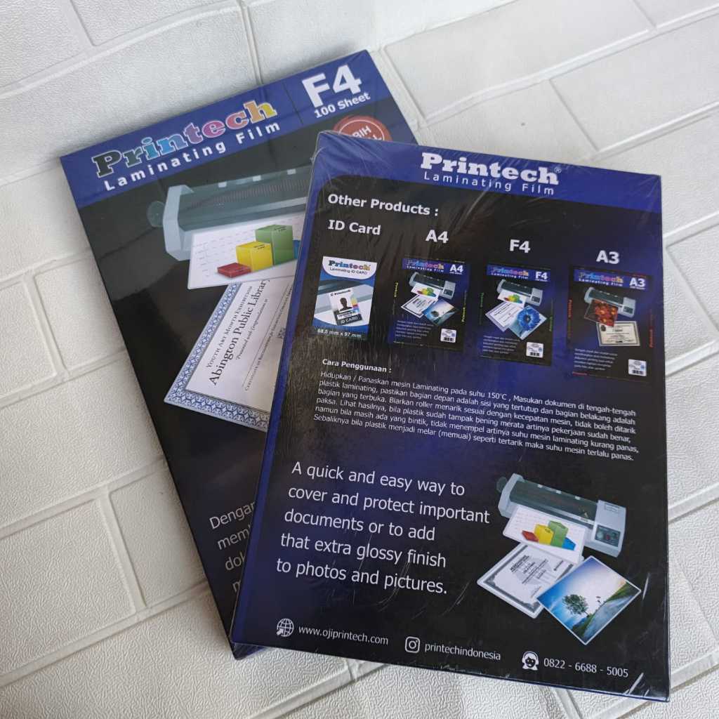 Jual (1 Pack100lbr) Plastik Laminating Glossy A4 & F4 100mc PRINTECH ...