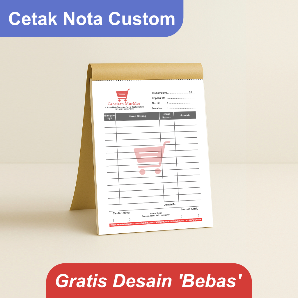 Jual Cetak Nota Toko Sembako / Kelontong / Grosir Ukuran 1/4 Rangkap 2 ...
