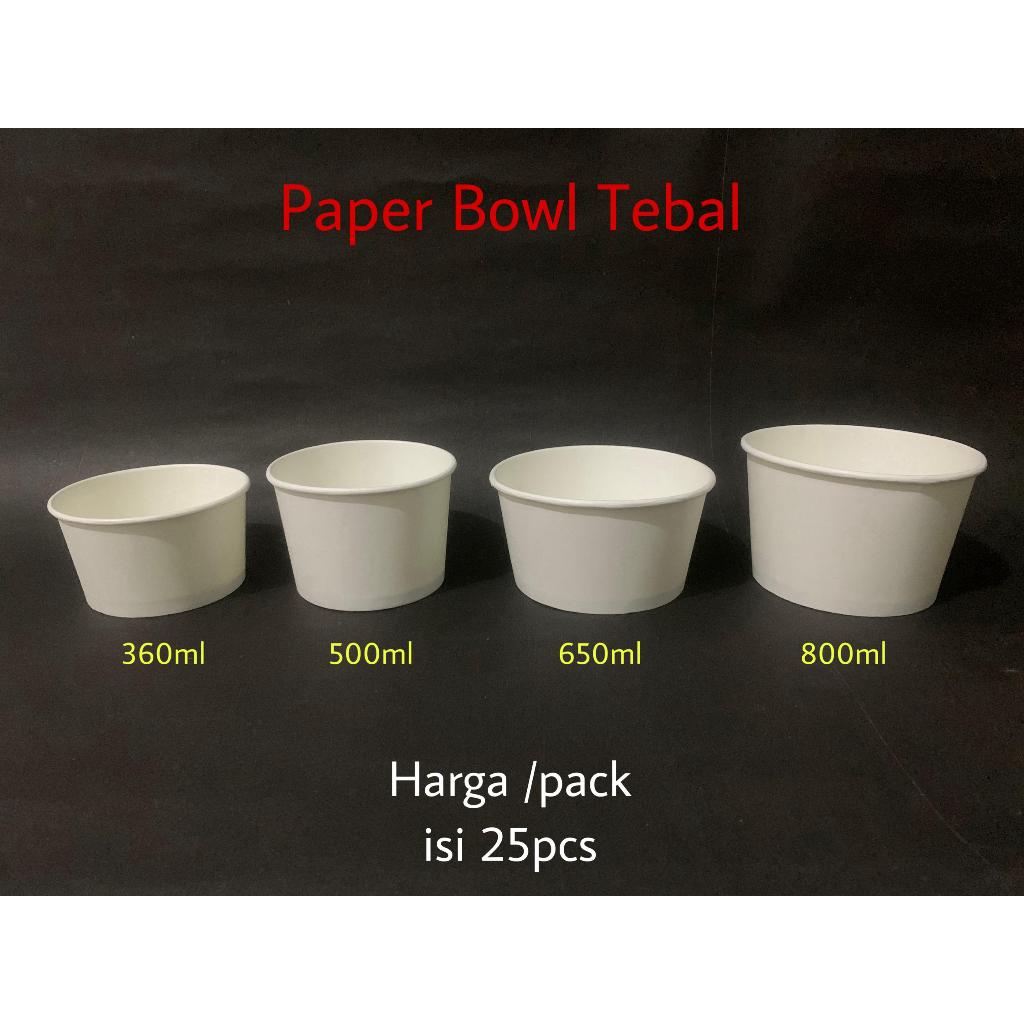 Jual Paper Bowl Tebal / Mangkok Kertas - 360ml , 500ml , 650ml , 800ml ...