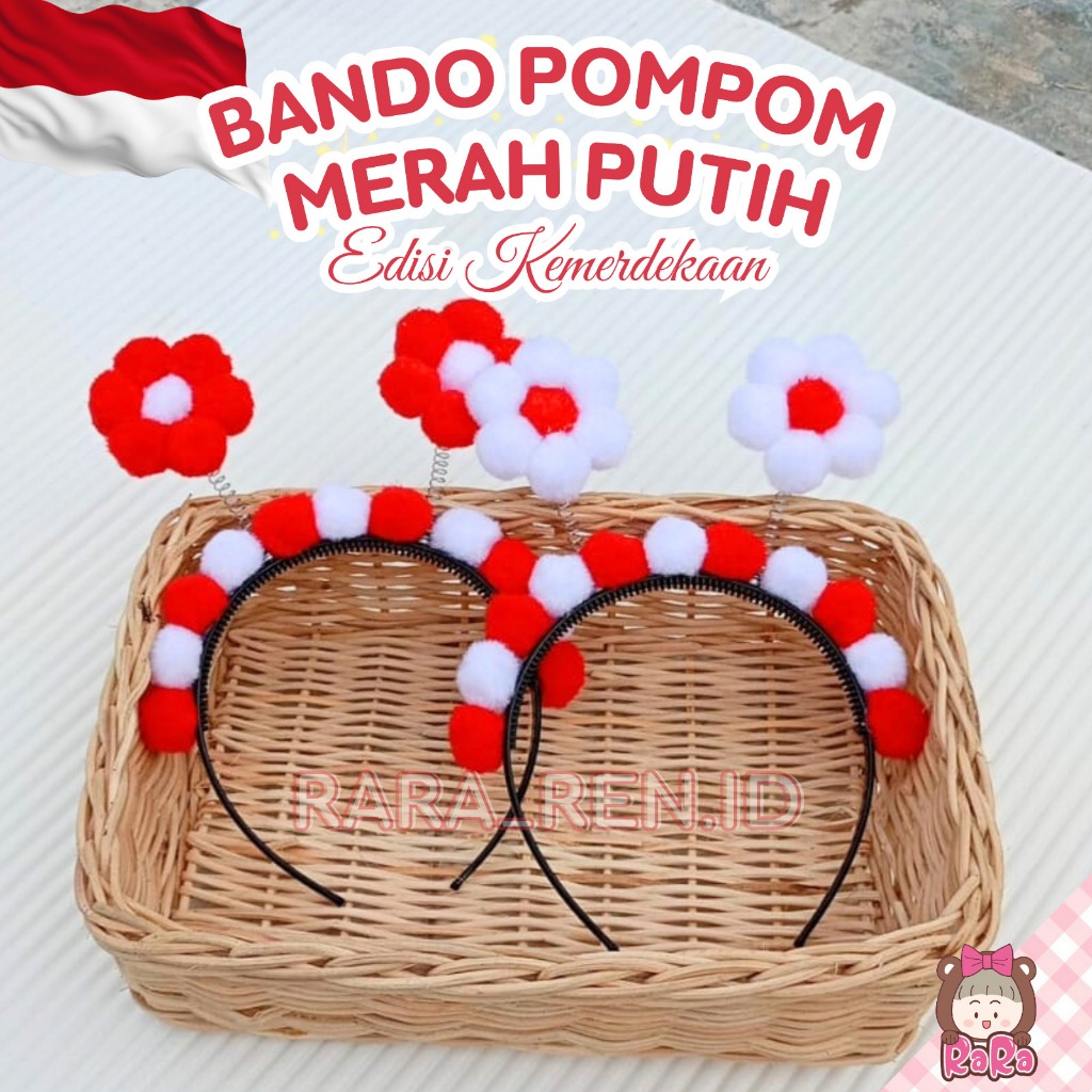 Jual BANDO POM POM BUNGA MERAH PUTIH BANDO KARNAVAL AGUSTUS KEMERDEKAAN ...