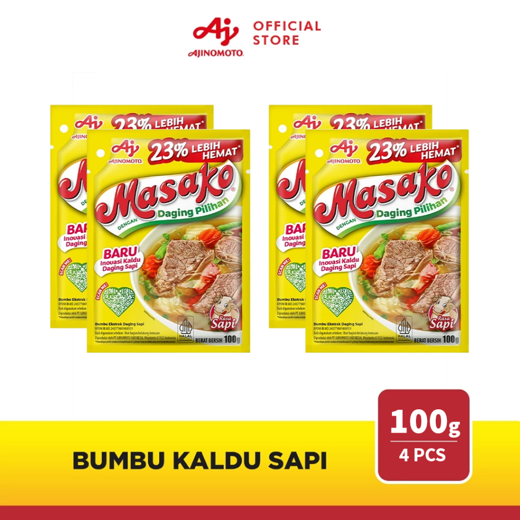 Jual Masako® Bumbu Kaldu Sapi Penyedap Rasa 100g (4 pcs) | Shopee Indonesia