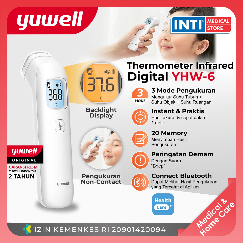 Jual Yuwell | Termometer Digital Infrared Smart Connect Bluetooth YHW6 ...