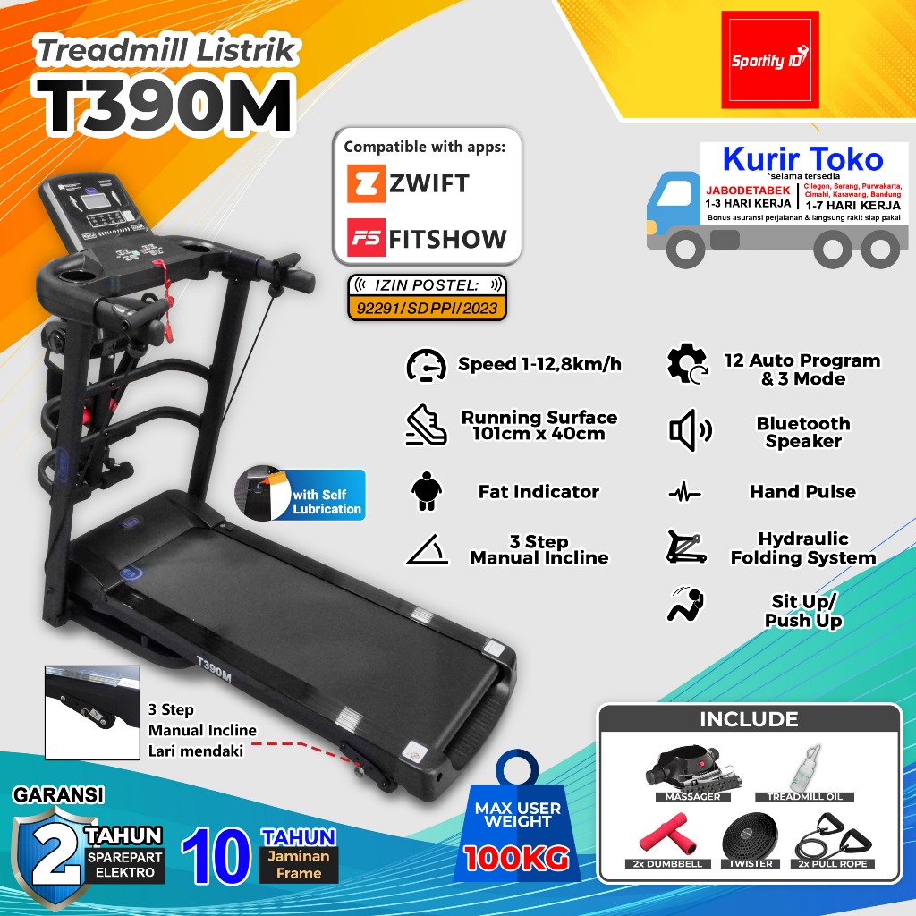 Jual TWEN T309M T390M Treadmill Listrik Treadmill Portable Treadmill ...