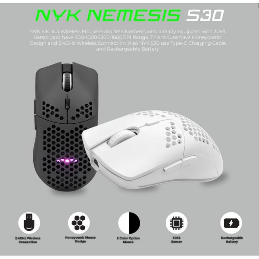 Jual MOUSE WIRELESS 2.4GHZ NYK NEMESIS S30 RECHARGEABLE BATTERY ...