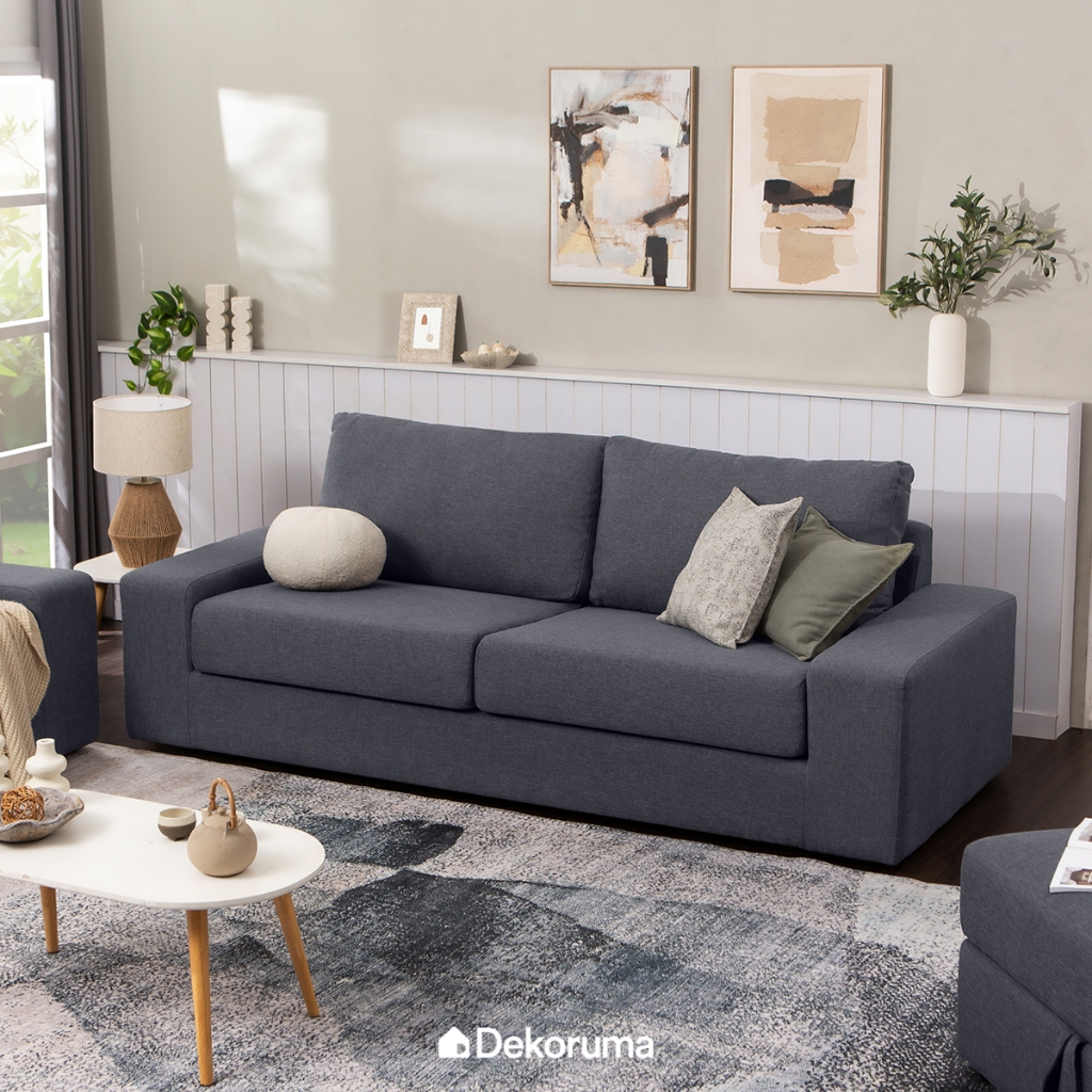 Jual Dekoruma MICHI Sofa Minimalis 3 Seater Kain / Kursi Sofa Ruang ...
