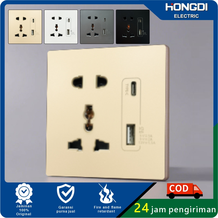 Jual Stop Kontak Universal Fast Charging - Colokan UK/EU/US, 2 Port USB ...