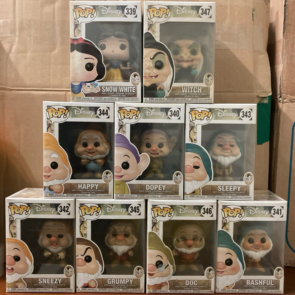 Jual Set 9pcs original funko pop snow white evil queen happy dopey ...