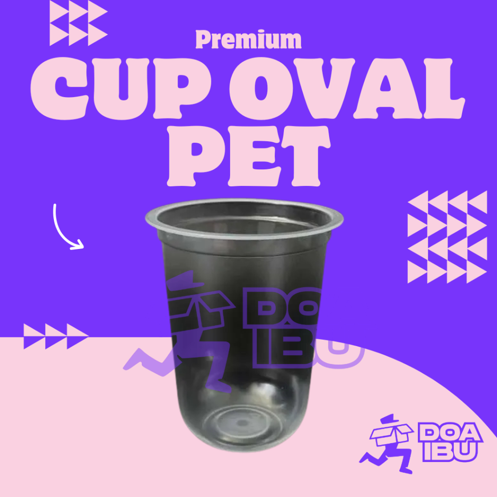 Jual [50 biji] cup oval PET / gelas plastik PET / gelas oval merk ...
