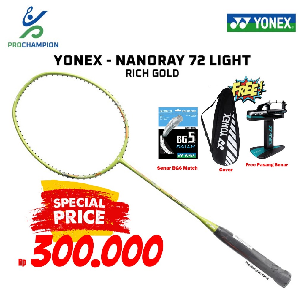 Jual Raket Badminton Yonex Nanoray 72 Light Rudy Series Rich Gold | Shopee Indonesia