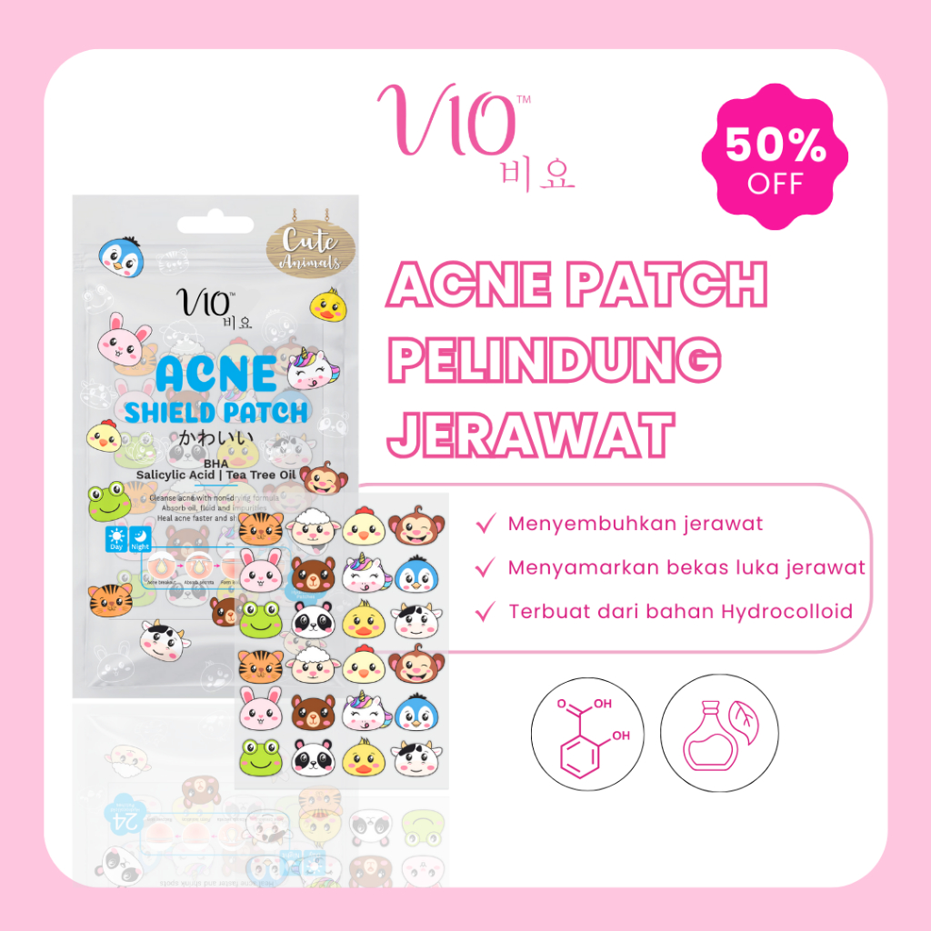 Jual [50% OFF]Vio Acne Shield Patch Animals - 24 Patches - patch ...