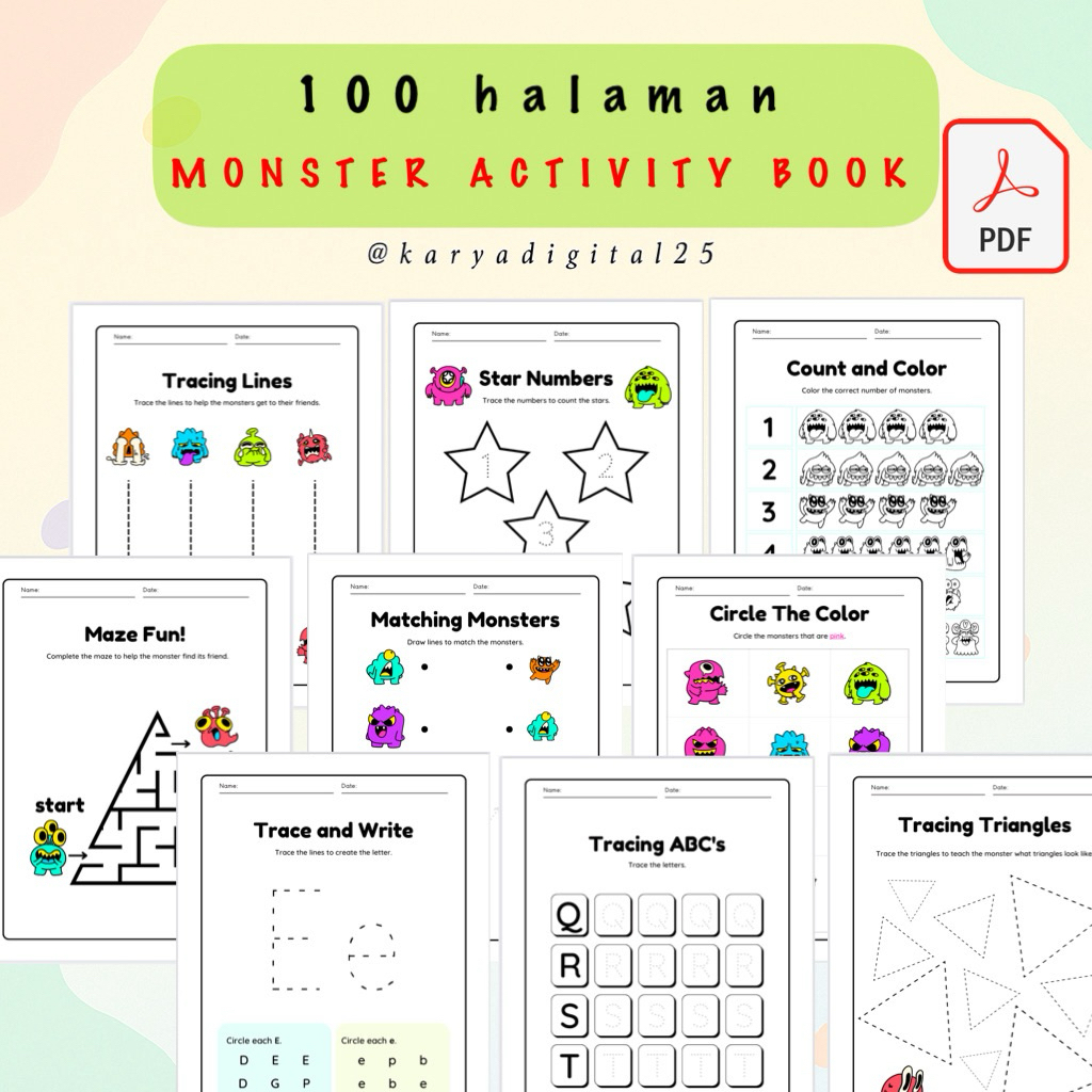 Jual Kids Monster Activity Book Lembar Aktivitas Anak Bahasa Inggris ...