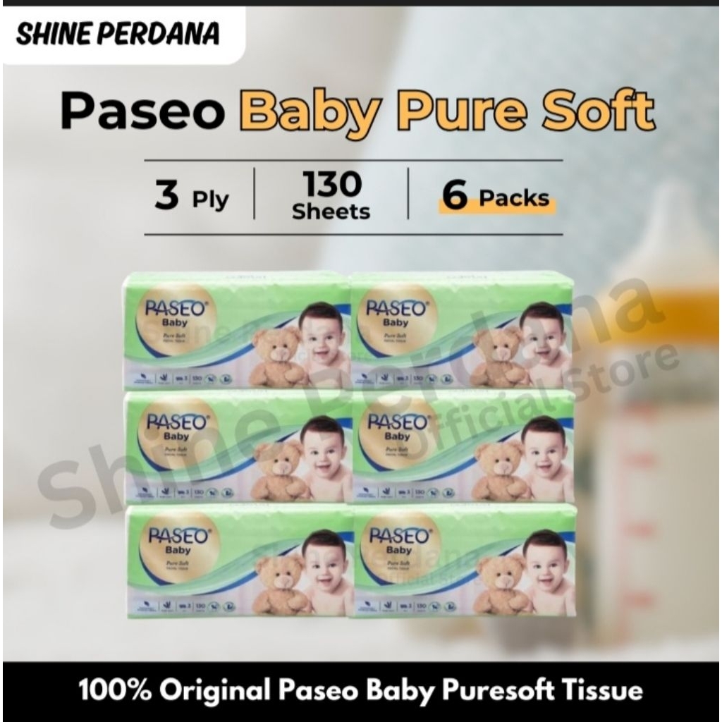 Jual PAKET HEMAT 6 Pack Tisu Tissue PASEO BABY Pure Soft 130 Sheets 3 ...