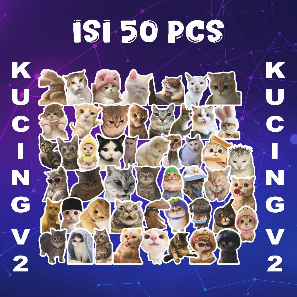 Jual STIKER MEME KUCING VIRAL V2 LUCU GEMES ISI 50 PCS | STICKER KARTUN ...