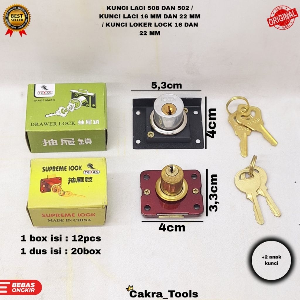 Jual KUNCI LACI 502 DAN 508P / 16MM KECIL DAN 22MM BESAR / KUNCI LACI ...