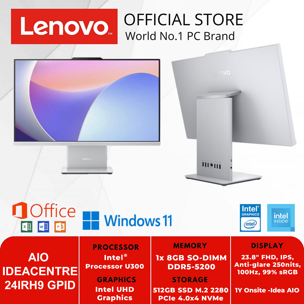 Jual LENOVO AIO ALL IN ONE IDEACENTRE 24IRH9 GPID INTEL U300 8GB 512GB ...