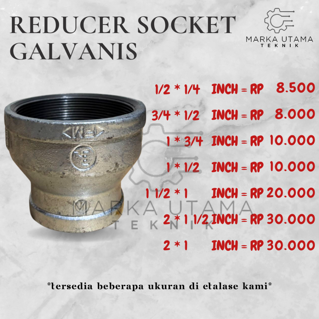 Jual Vlok Socket Reducer Galvanis Besi Sock / Verlop Sok Galvanize 1/4 ...