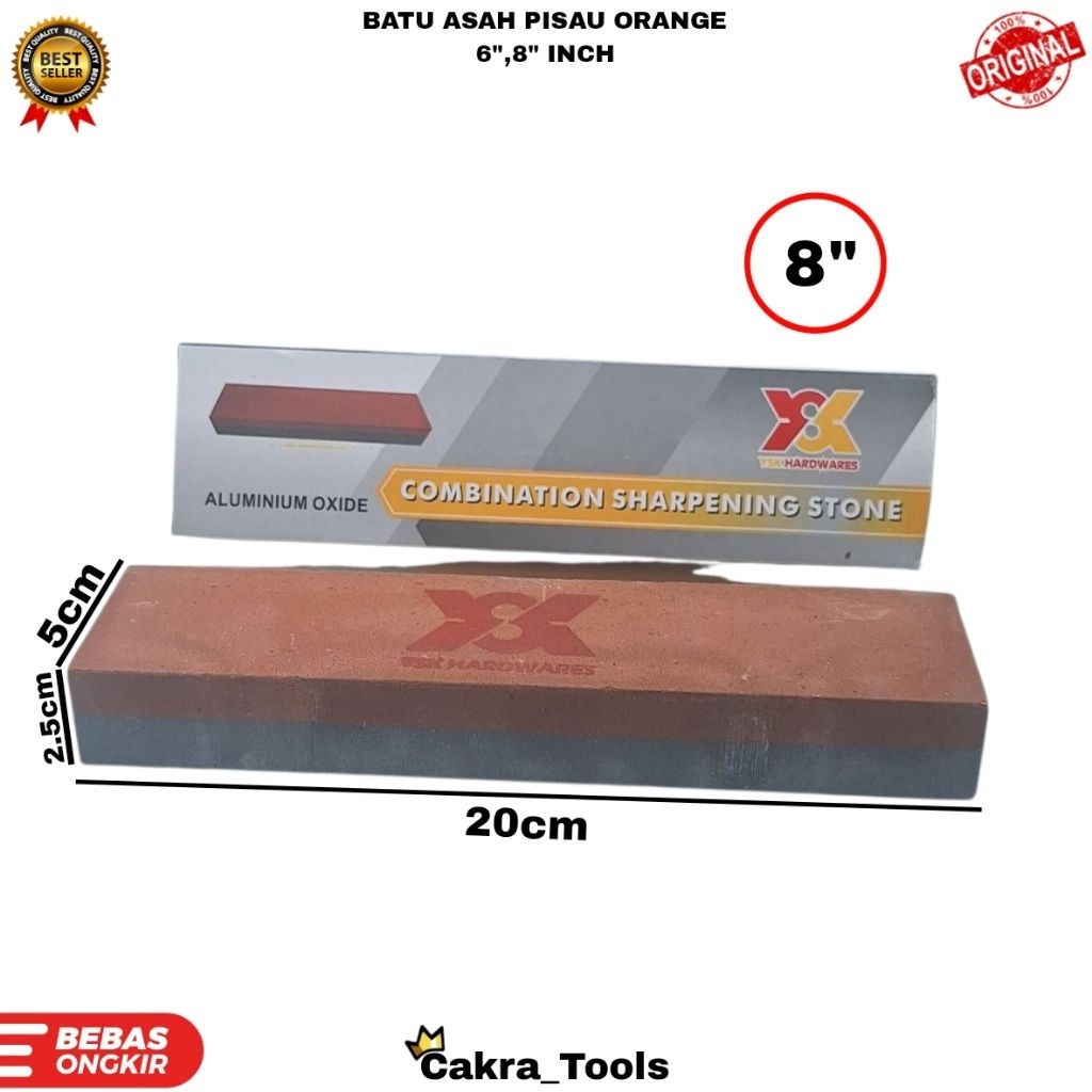 Jual BATU ASAH PISAU / BATU GOSOK ORANGE 6" 8"INCH | Shopee Indonesia