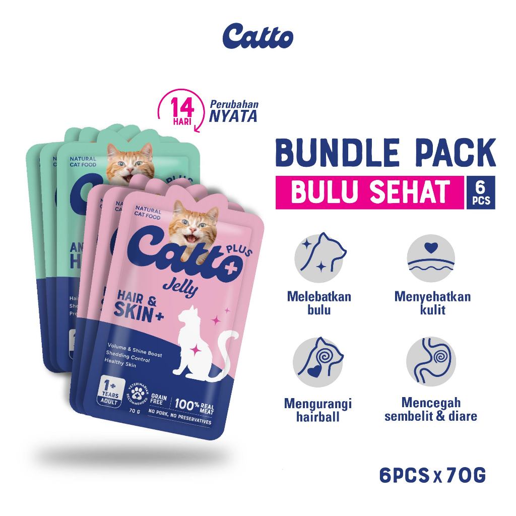 Jual Catto Plus Jelly - Bulu Sehat Bundle 3 pcs x 2 variant Cat Food ...