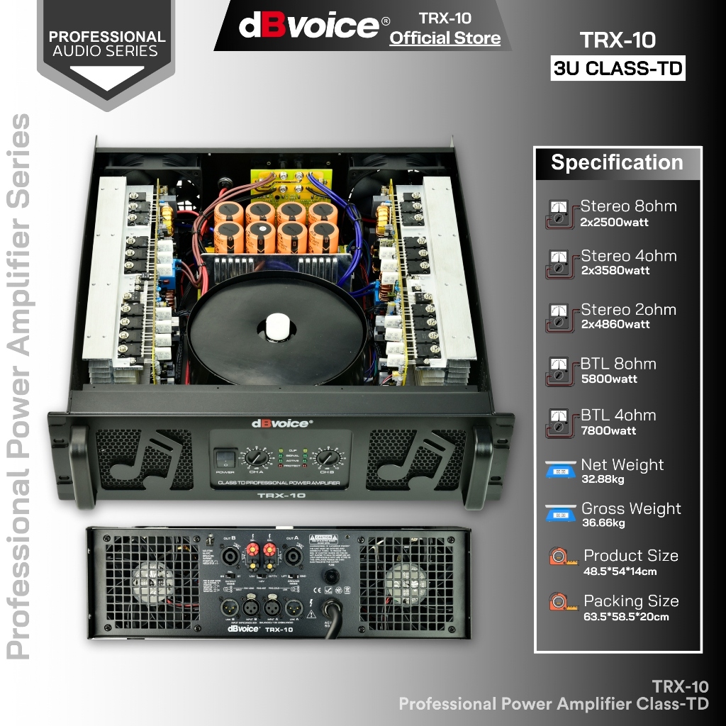 Jual Professional Power Amplifier Kelas-TD 2x2500watt dBvoice TRX-10 ...