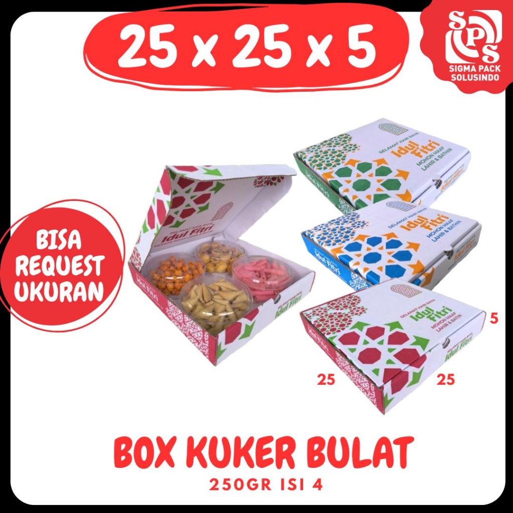 Jual Box kuker 25x25x5 (Toples 250gr isi 4) Kardus Kue Kering idul ...