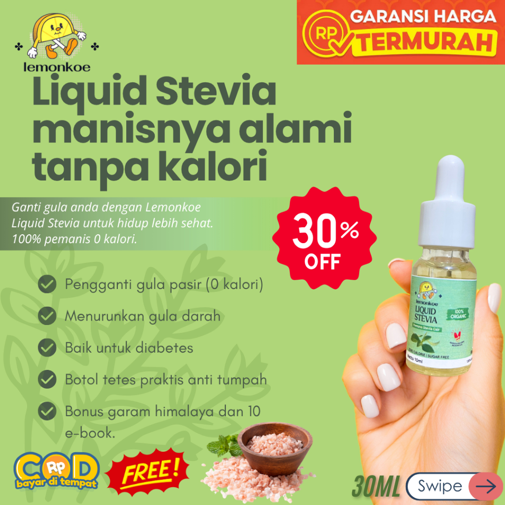 Jual Lemonkoe Liquid Stevia Cair Tetes 20ML/30ML Botol Kaca Gula Diet ...