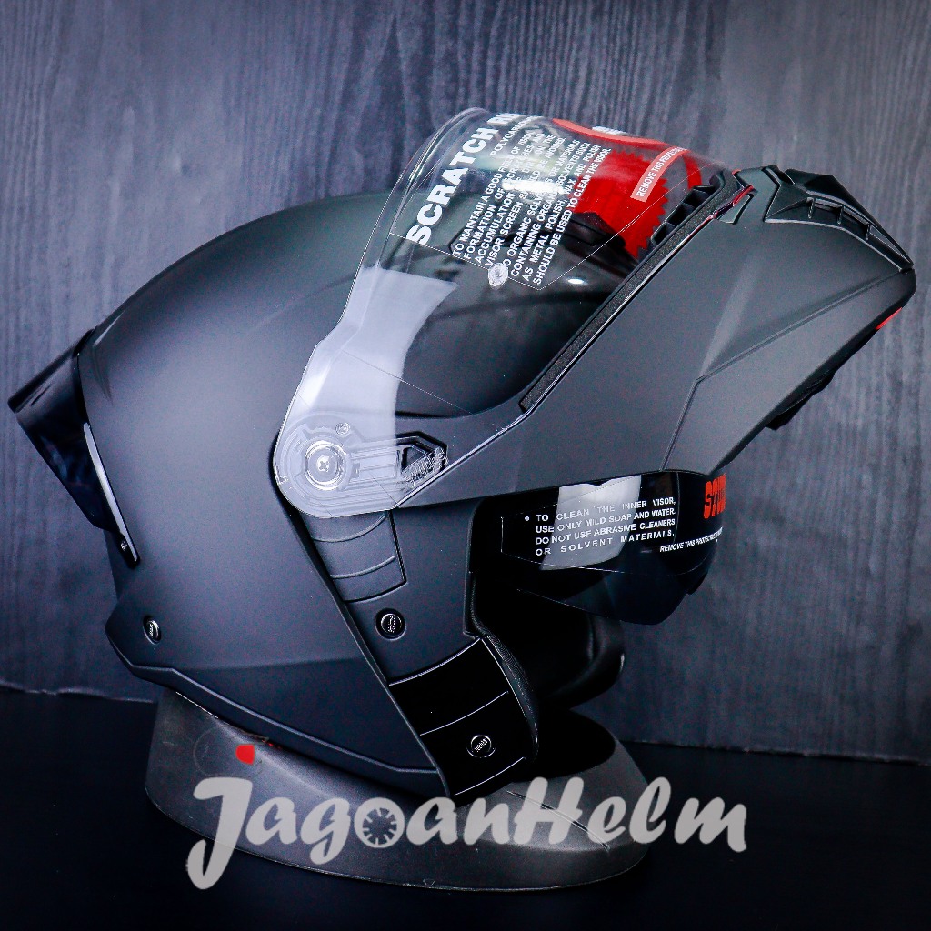 Jual STUDDS HELM TROOPER SOLID | MATT BLACK | MODULAR DOUBLE VISOR free ...