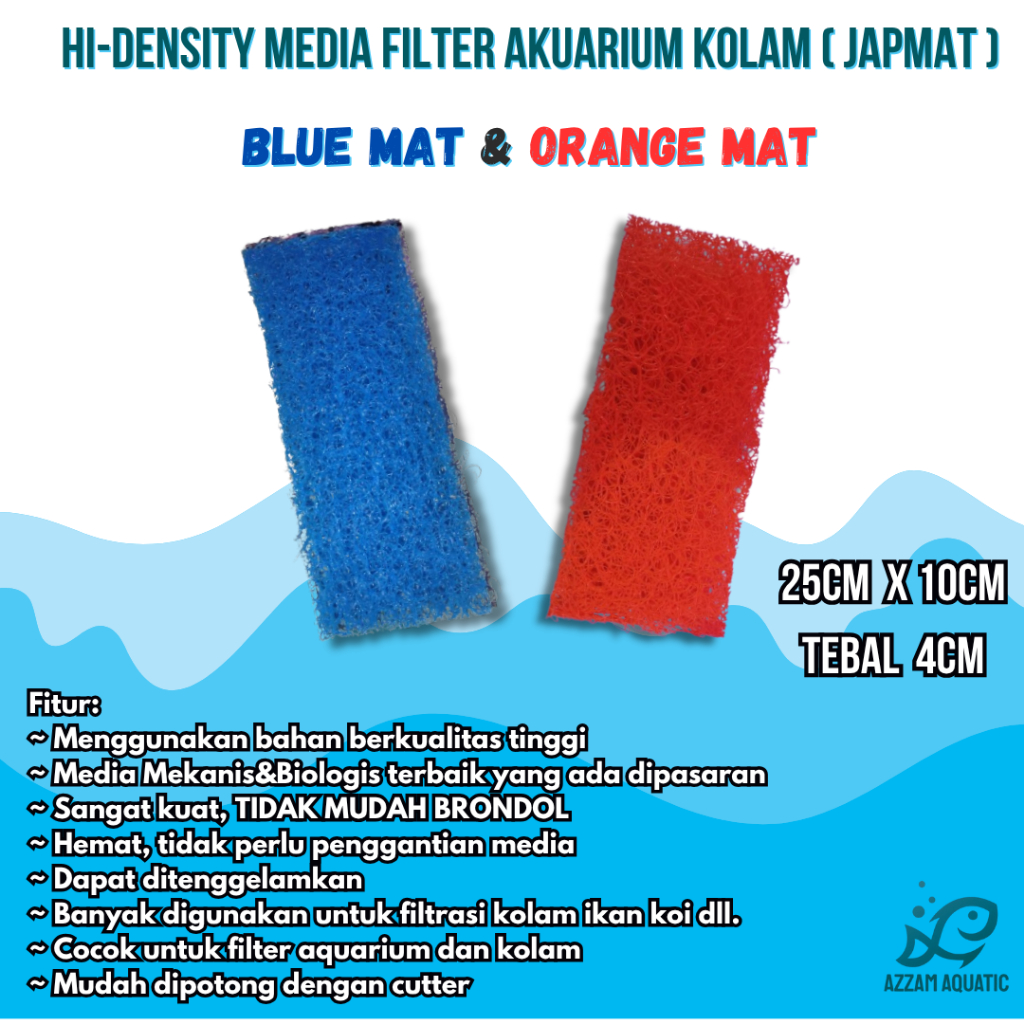 Jual BLUE MAT DAN ORANGE MAT HI-DENSITY MEDIA FILTER AQUARIUM KOLAM ...