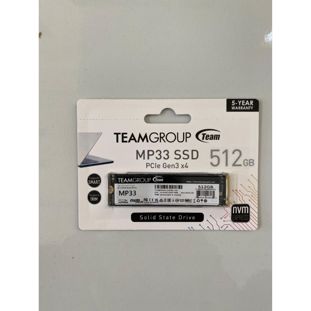 Jual TEAM SSD NVME GEN3 MP33 512GB PCIE 3.0 M.2 2280 5Y - UP TO 1800 MB ...