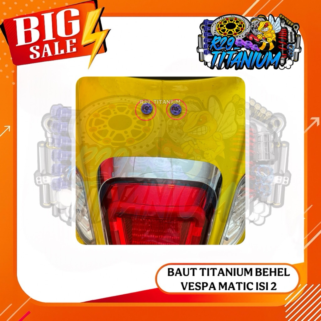 Jual BAUT TITANIUM BEHEL VESPA MATIC - ISI 2 | Shopee Indonesia