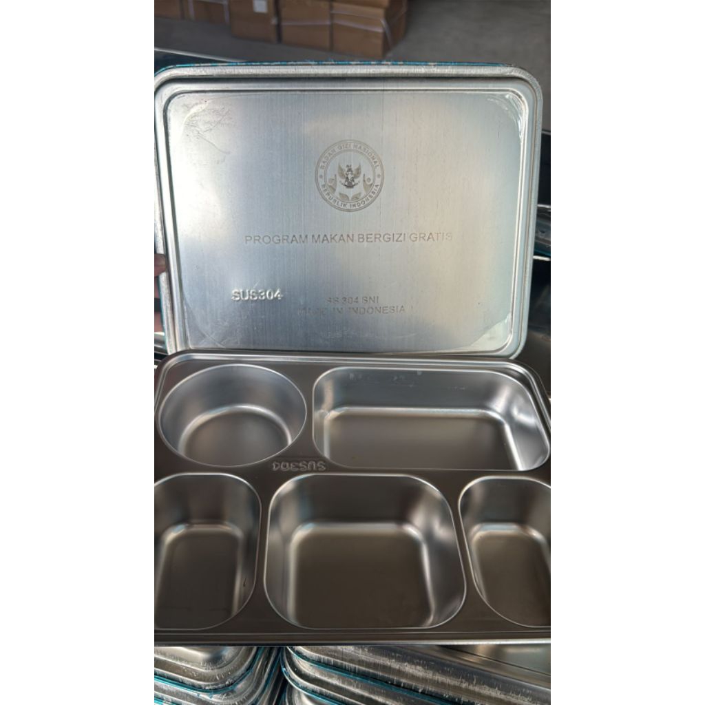 Jual Food Tray MBG SUS 304 Sertifikasi Sucofindo 5 Sekat | Shopee Indonesia