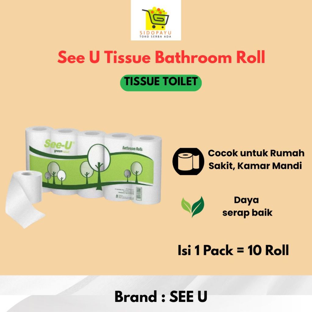 Jual See U - Tissue Toilet Bathroom Roll Green Value 205 Sheet ( 1 Pack ...