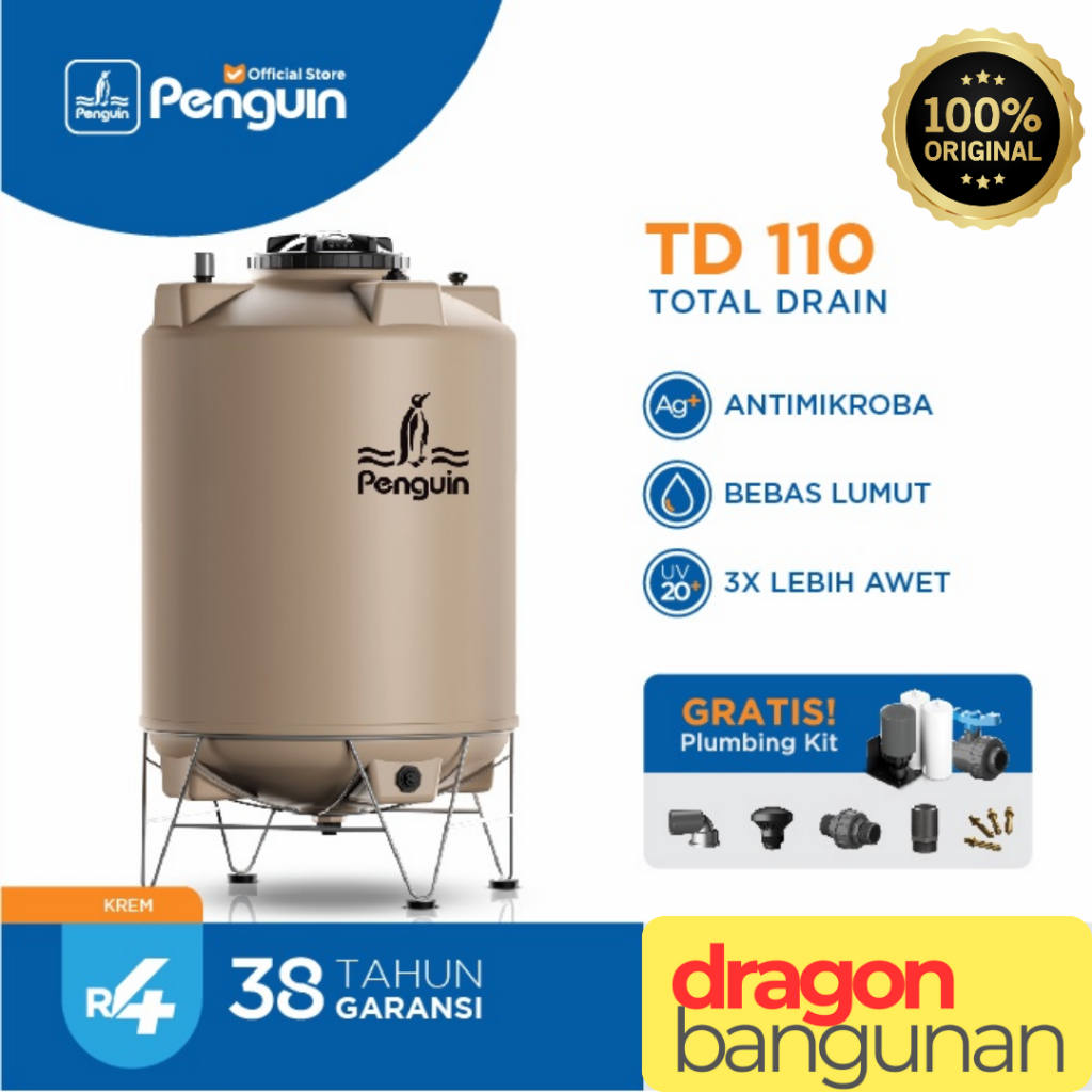 Jual Tangki Air Penguin TD 110 Cream / Toren Air Penguin 1050 Liter ...