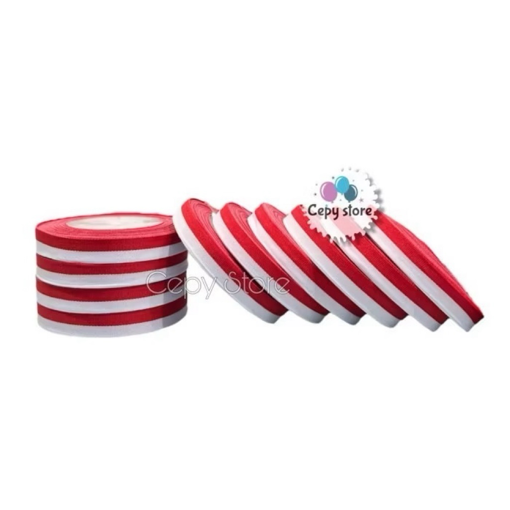 Jual Pita Satin Merah Putih Ukuran 0,5 inch / Pita Merah Putih 1,27 cm ...