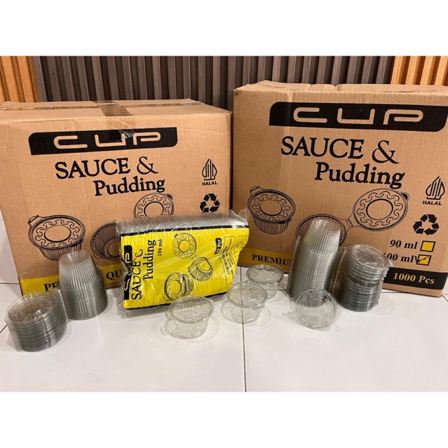 Jual Isi 50pcs Mika Cup Pudding Agar / Mika Sambal + Tutup Sambung 35ml 60ml 70ml 90ml 100ml ...