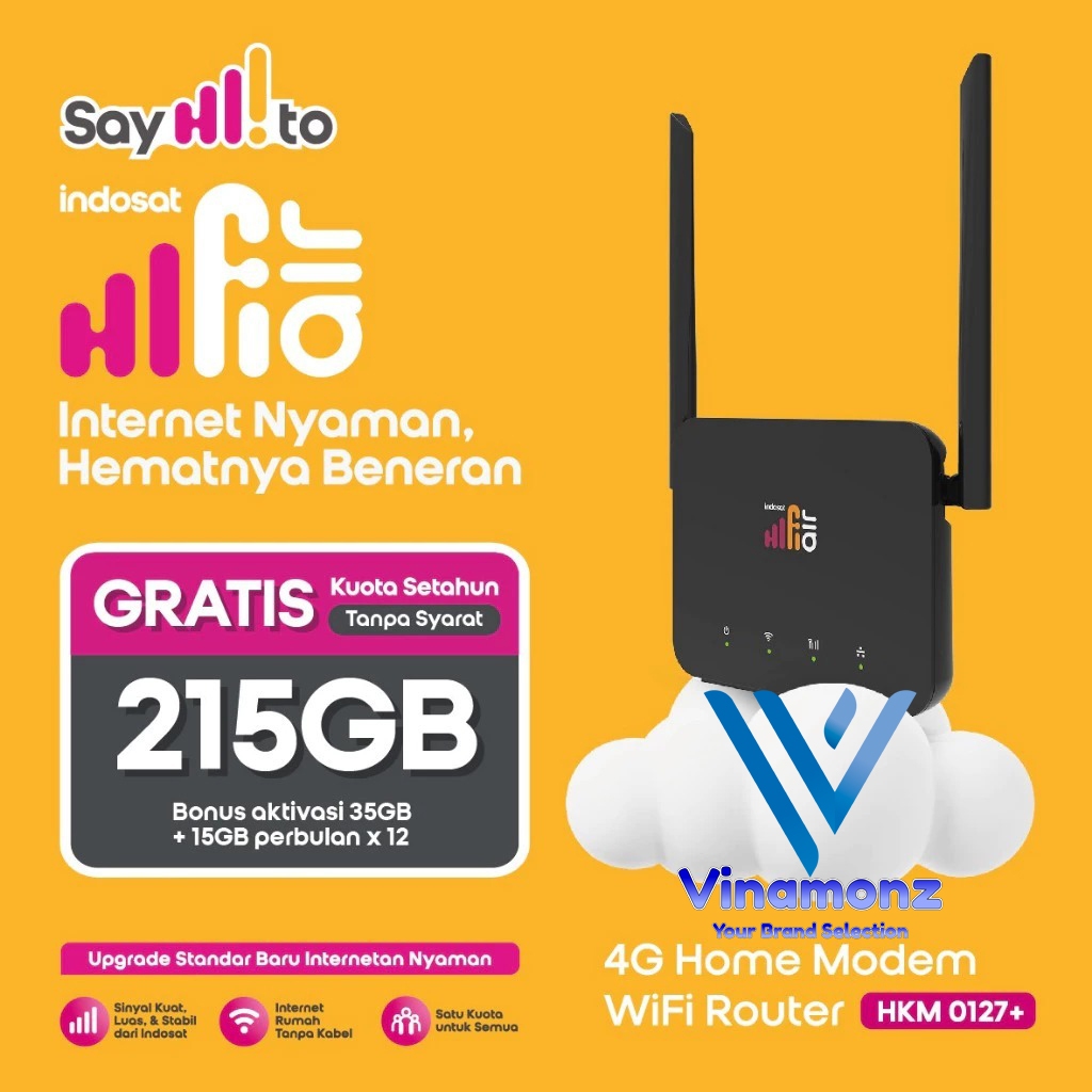 Jual Modem Router 4G LTE CAT4 MiFi WiFi INDOSAT HIFI AIR FREE PERDANA ...