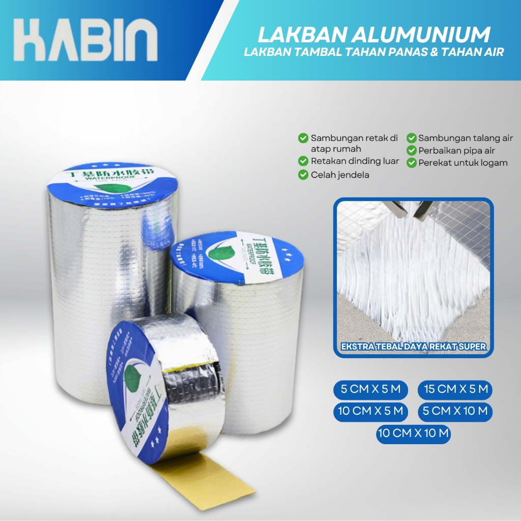 Jual Lakban Anti Bocor Lem Anti Air / Alumunium Foil Butyl Tape Panjang 5m 10m Waterproof ...