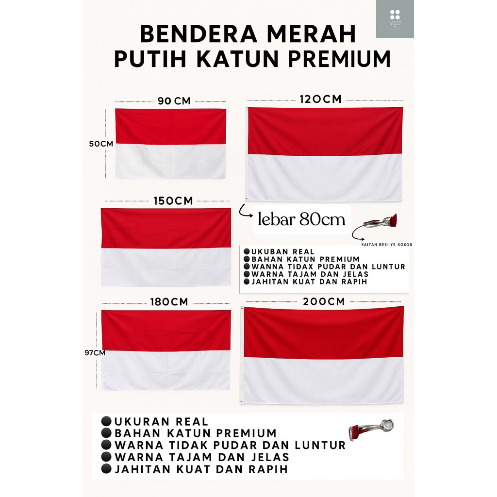 Jual Bendera Merah Putih Kain Katun Tebal Sangsaka indonesia HUT ...