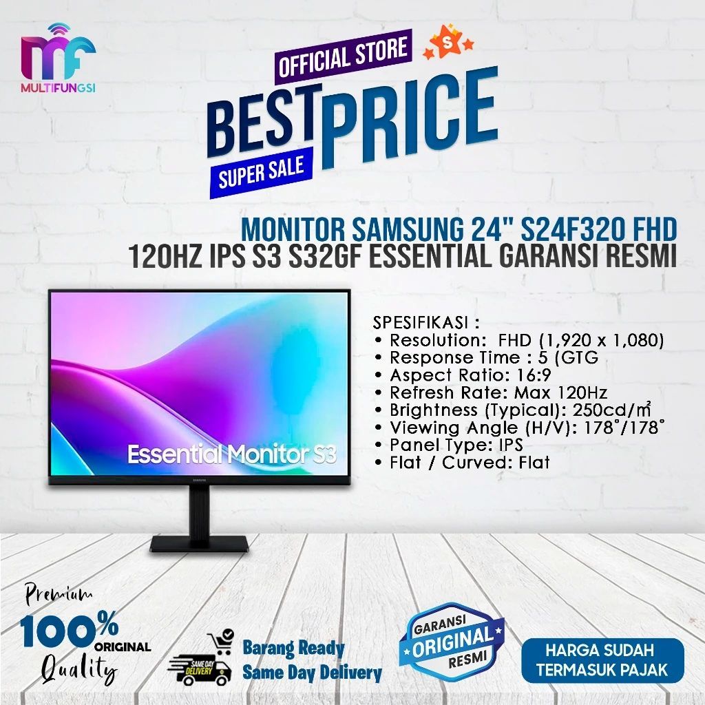 Jual Monitor Samsung 24" S24F320 FHD 120Hz IPS (Pengganti S24C310 ...