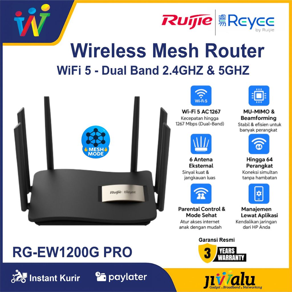Jual Ruijie Reyee RG-EW1200G PRO Wireless Router 1300M Dual band (2 ...
