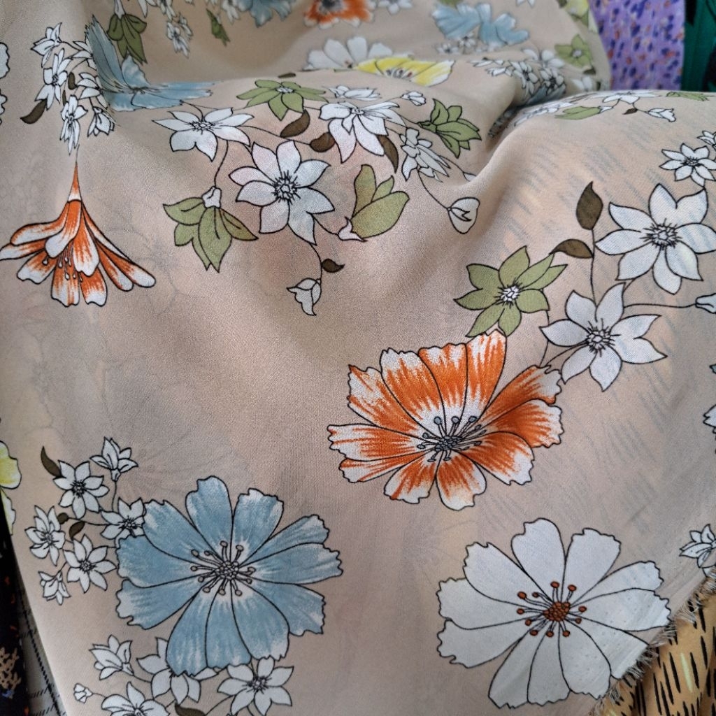 Jual kain bahan sifon motif | kain sifon ceruti motif bunga | kain ...