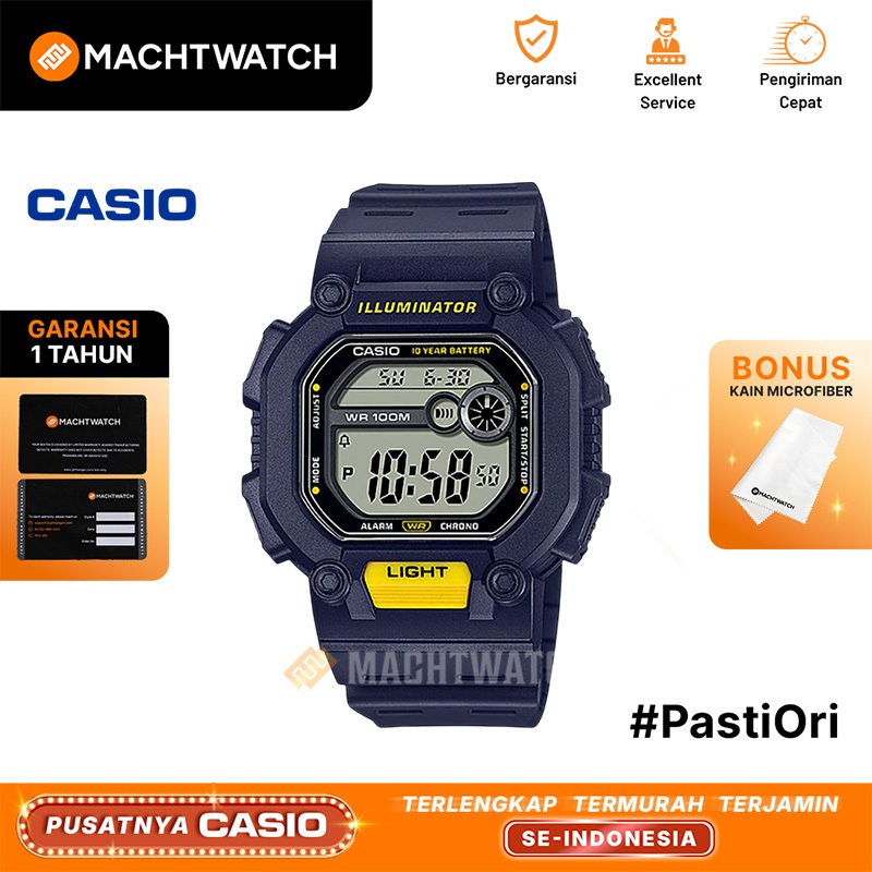 Jual Jam Tangan Pria Casio Standard W-737H-2AVDF Illuminator Digital Dial Blue Navy Resin Band ...