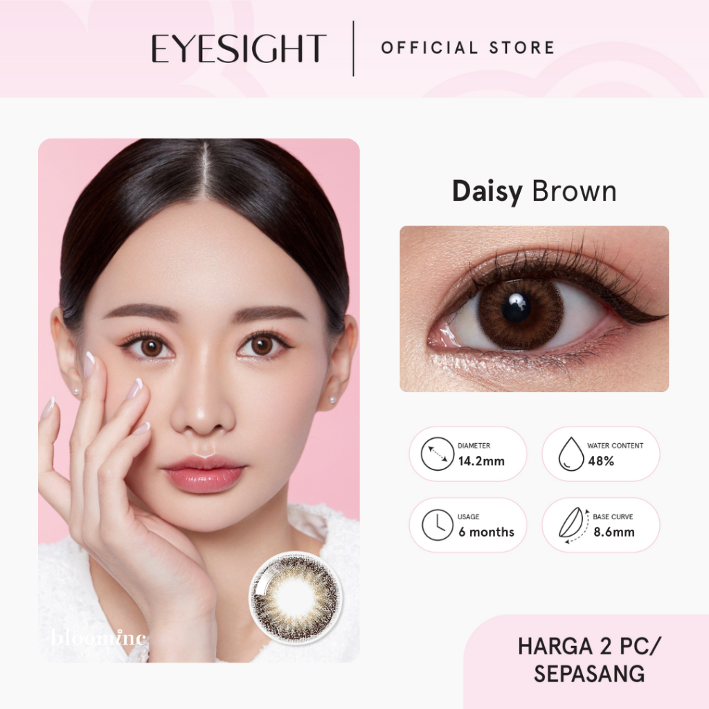 Jual EYESIGHT LENSES Softlens Bloominc Daisy Brown | Softlens Korea Premium 14.2mm Warna Cokelat ...