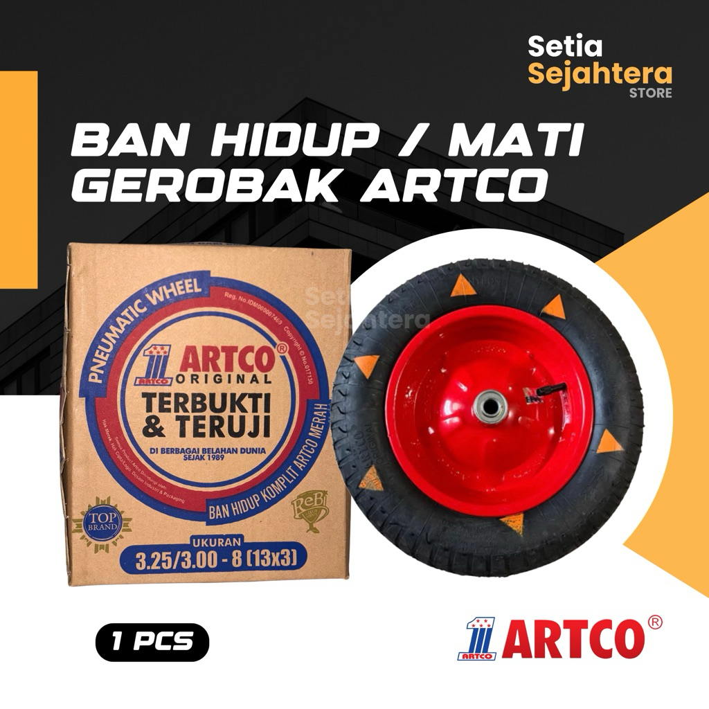 Jual ARTCO Ban Hidup Mati Komplit Roda Gerobak Dorong Sorong Pasir - 1 pcs | Shopee Indonesia