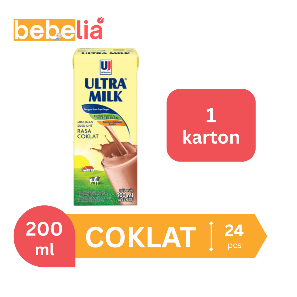 Jual Ultra Milk Susu UHT Coklat 200 ml 1 dus isi 24 pcs | Shopee Indonesia