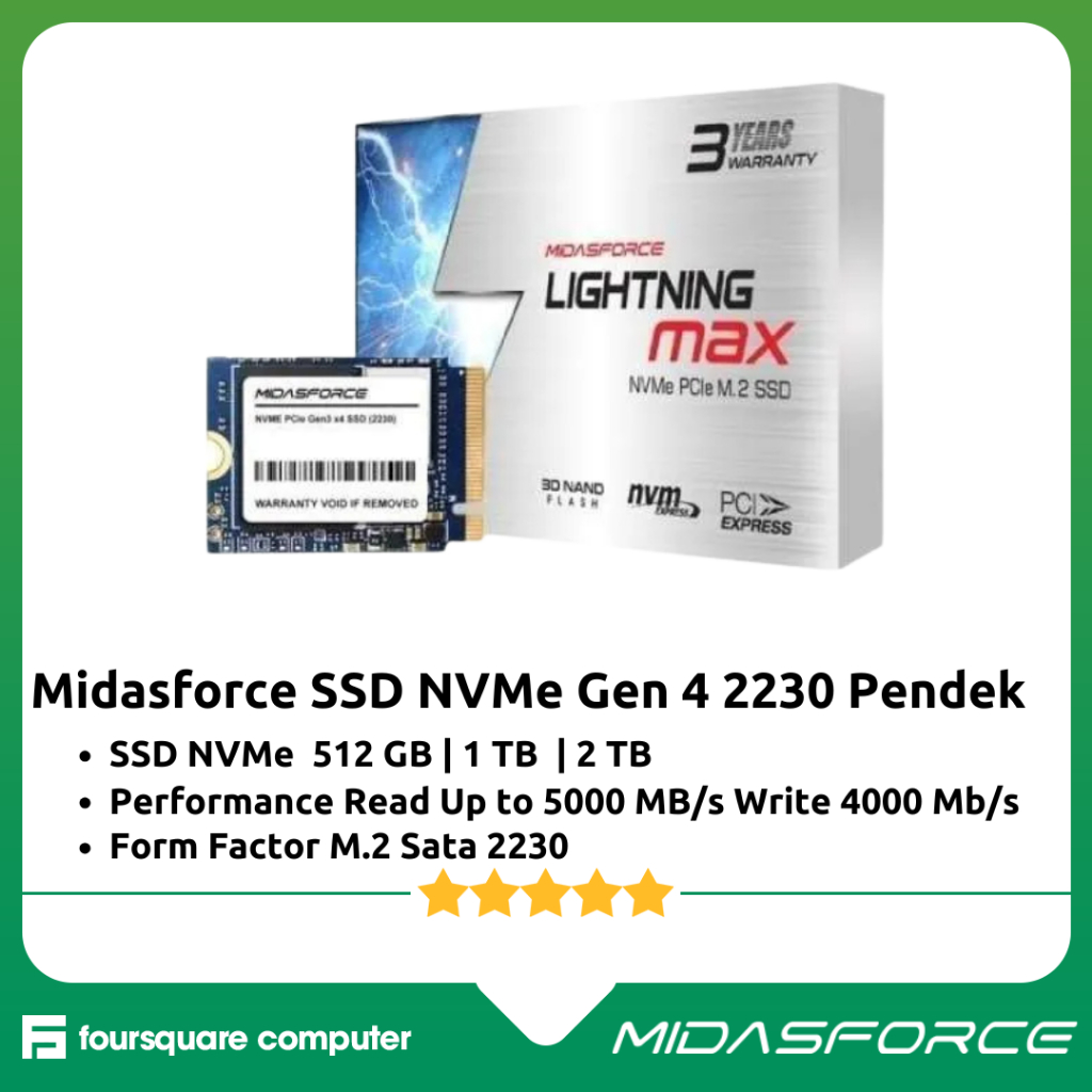 Jual Midasforce SSD 512GB 1TB 2TB NVMe Gen 4 M.2 2230 Pendek kecepatan ...